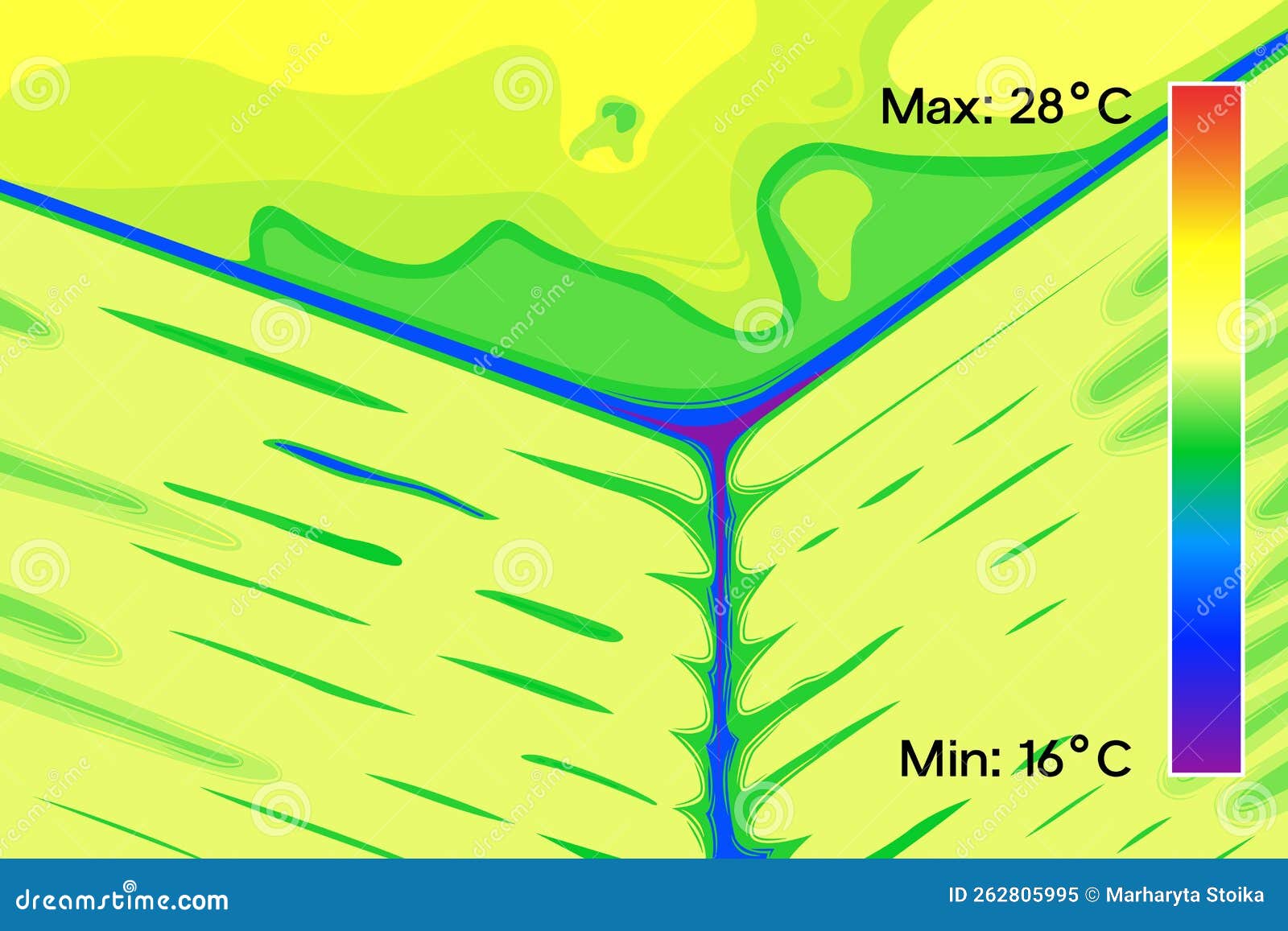 Thermal Image of Corner in House, Boards, Wall Vector Illustration ...