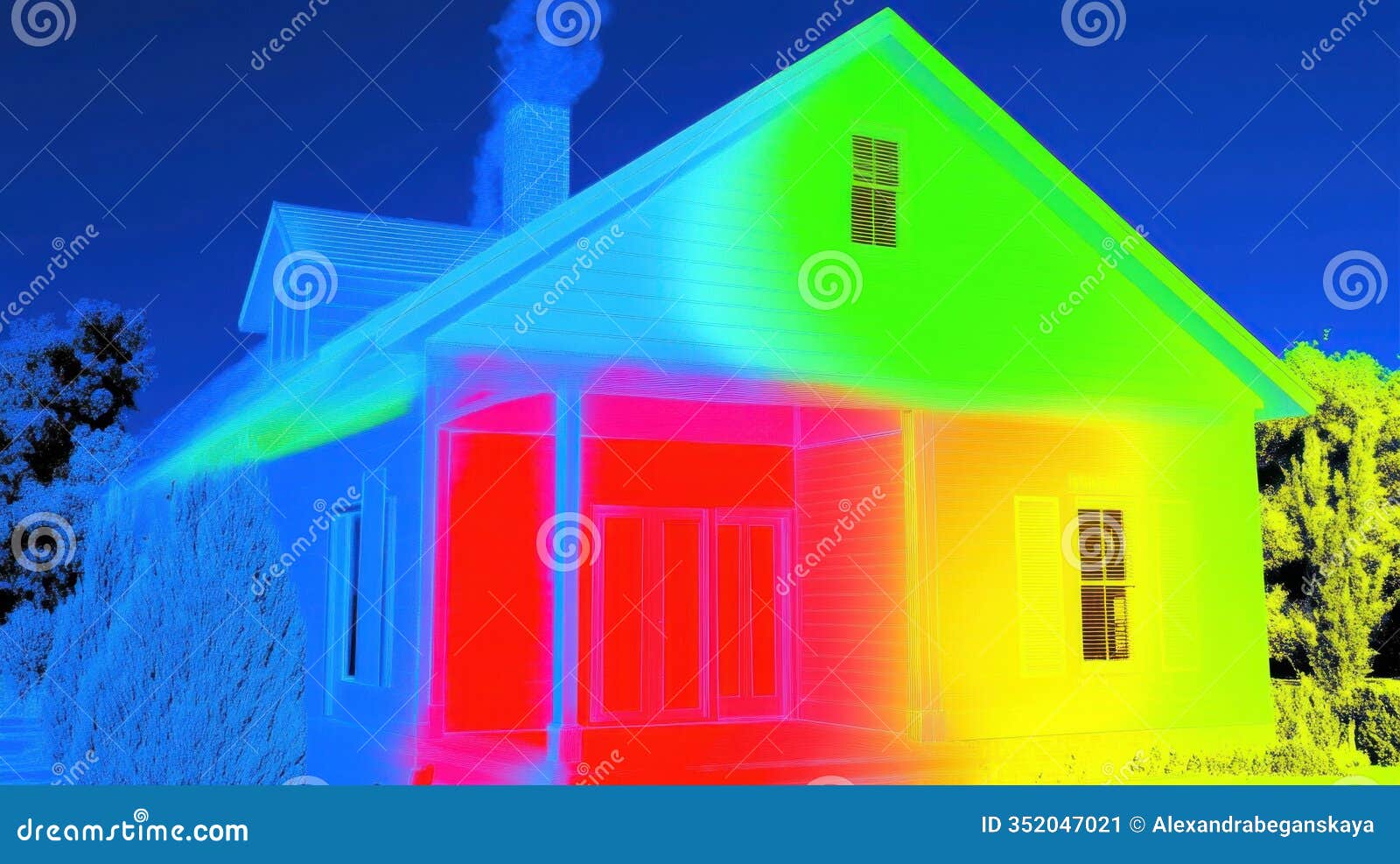 Thermal Image of House Showing Heat Loss Patterns for Energy Efficiency ...