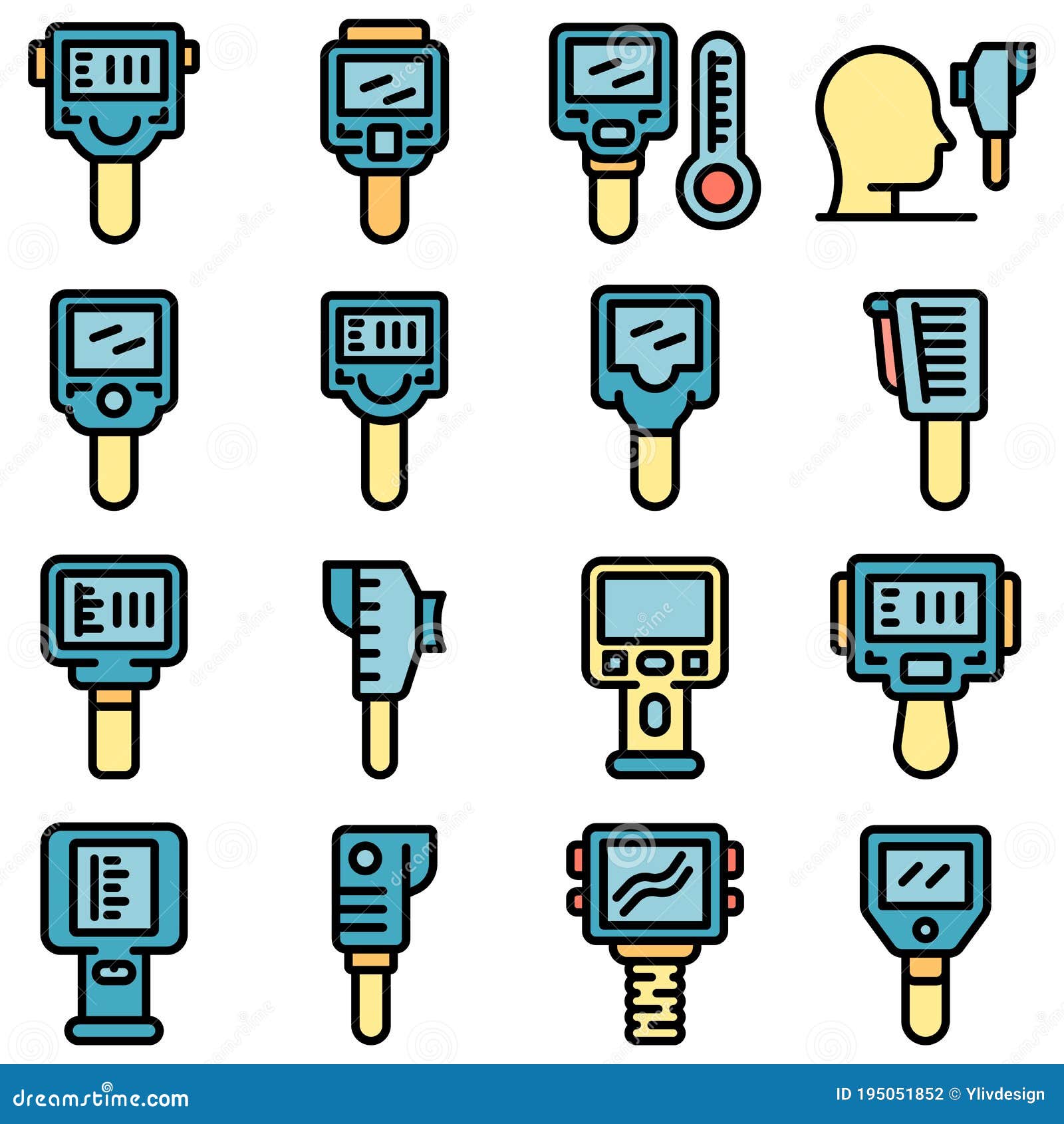 Thermal Imager Icons Set, Outline Style Cartoon Vector | CartoonDealer ...
