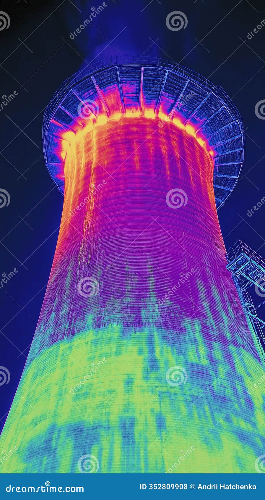 Thermal Imaging Of A Cooling Tower Showing Uneven Heat Dissipation ...