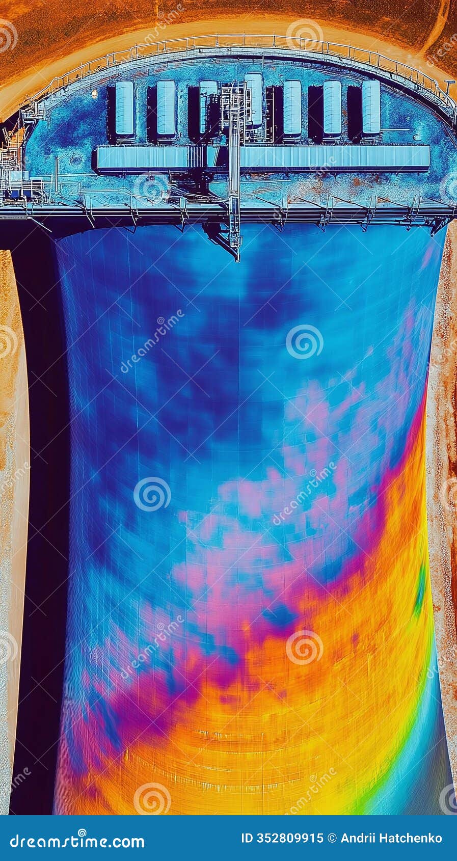 Thermal Imaging Of A Cooling Tower Showing Uneven Heat Dissipation ...