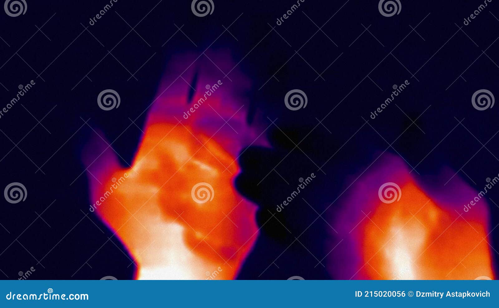 Thermal Imaging View of Hands and Imprint. Infrared, Thermal, Night ...