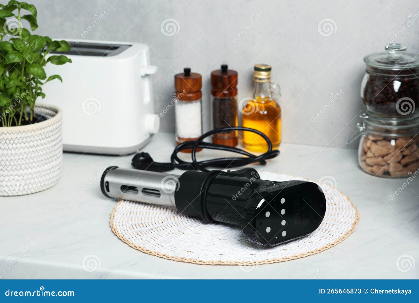 Thermal Immersion Circulator on Table in Kitchen. Sous Vide Cooking ...