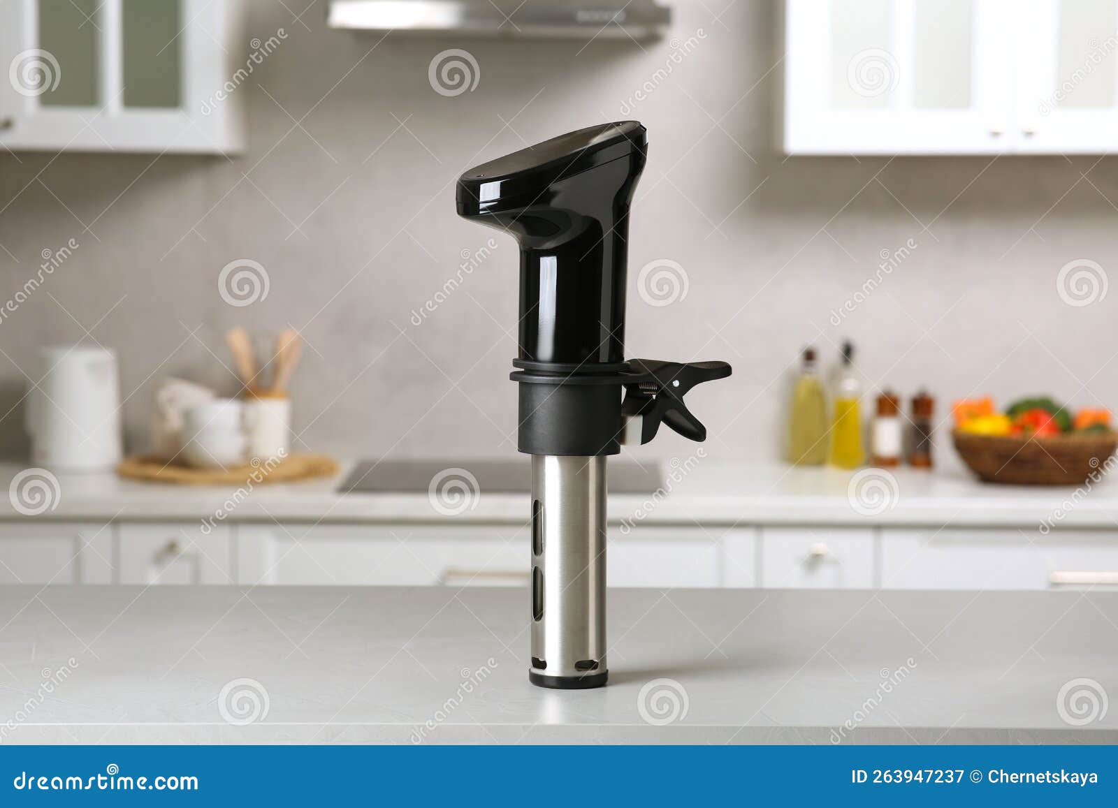 Thermal Immersion Circulator on White Table in Kitchen. Sous Vide ...