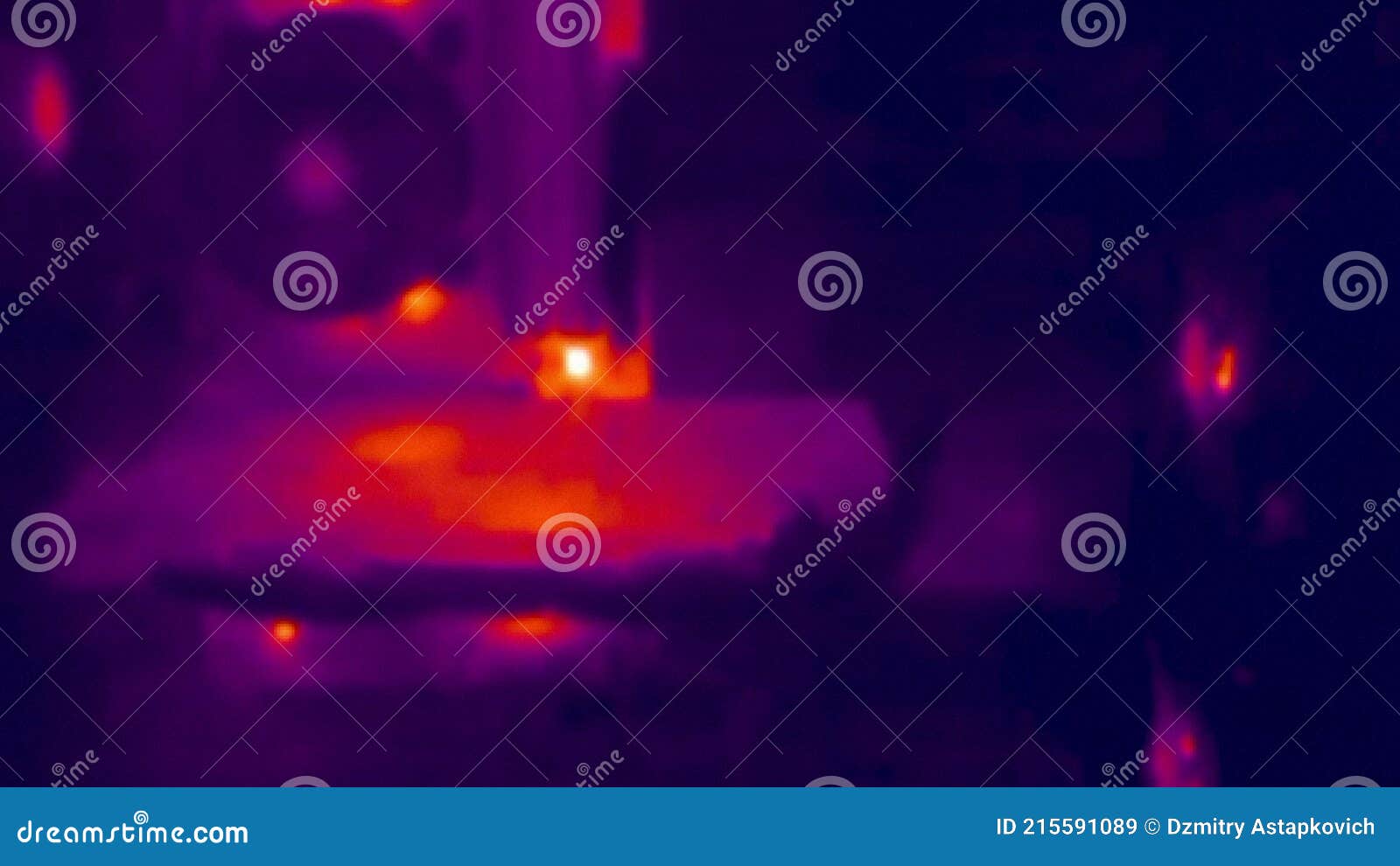 Thermal Infrared Imaging View of Computer System Unit, Motherboard with ...