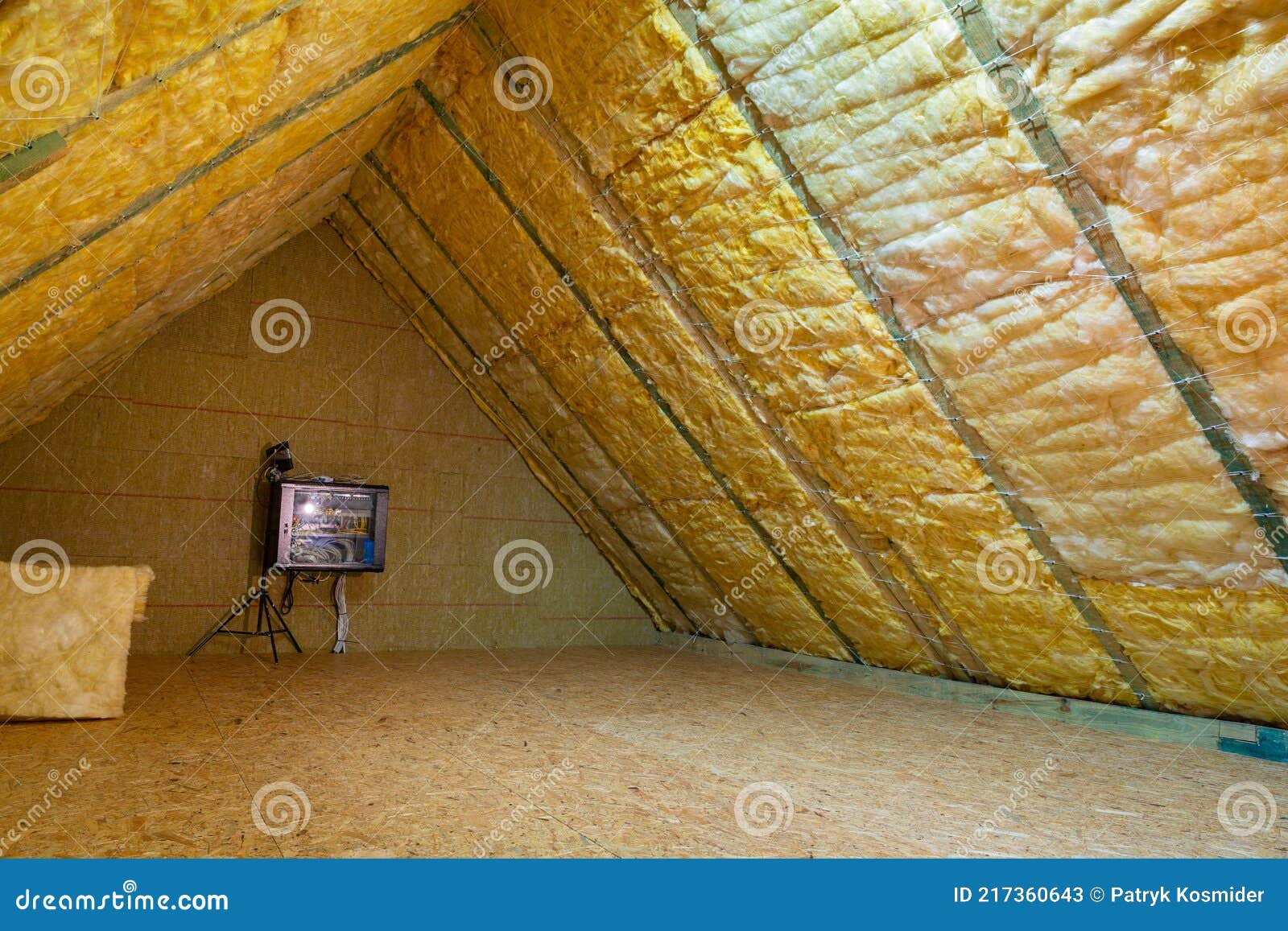Insulation Of Attic With Fiberglass Cold Barrier And Insulation ...