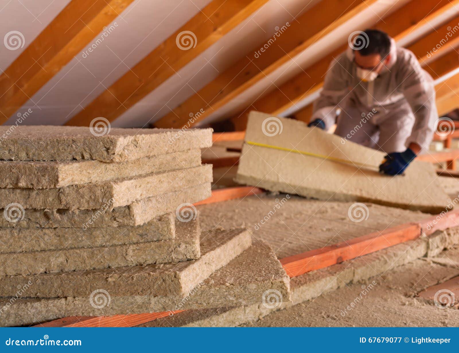 Thermal Insulation of a Building with Mineral Wool Panels Stock Image ...