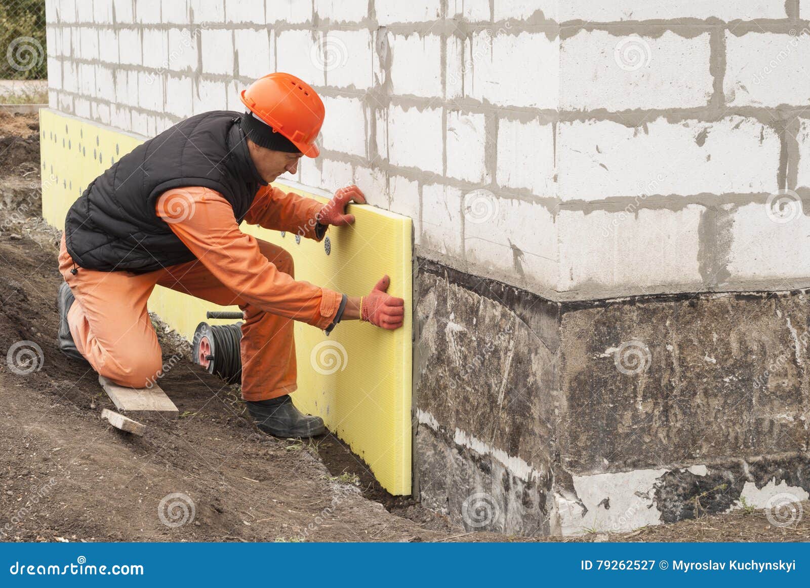 Thermal Insulation of the Foundation Stock Image - Image of building ...