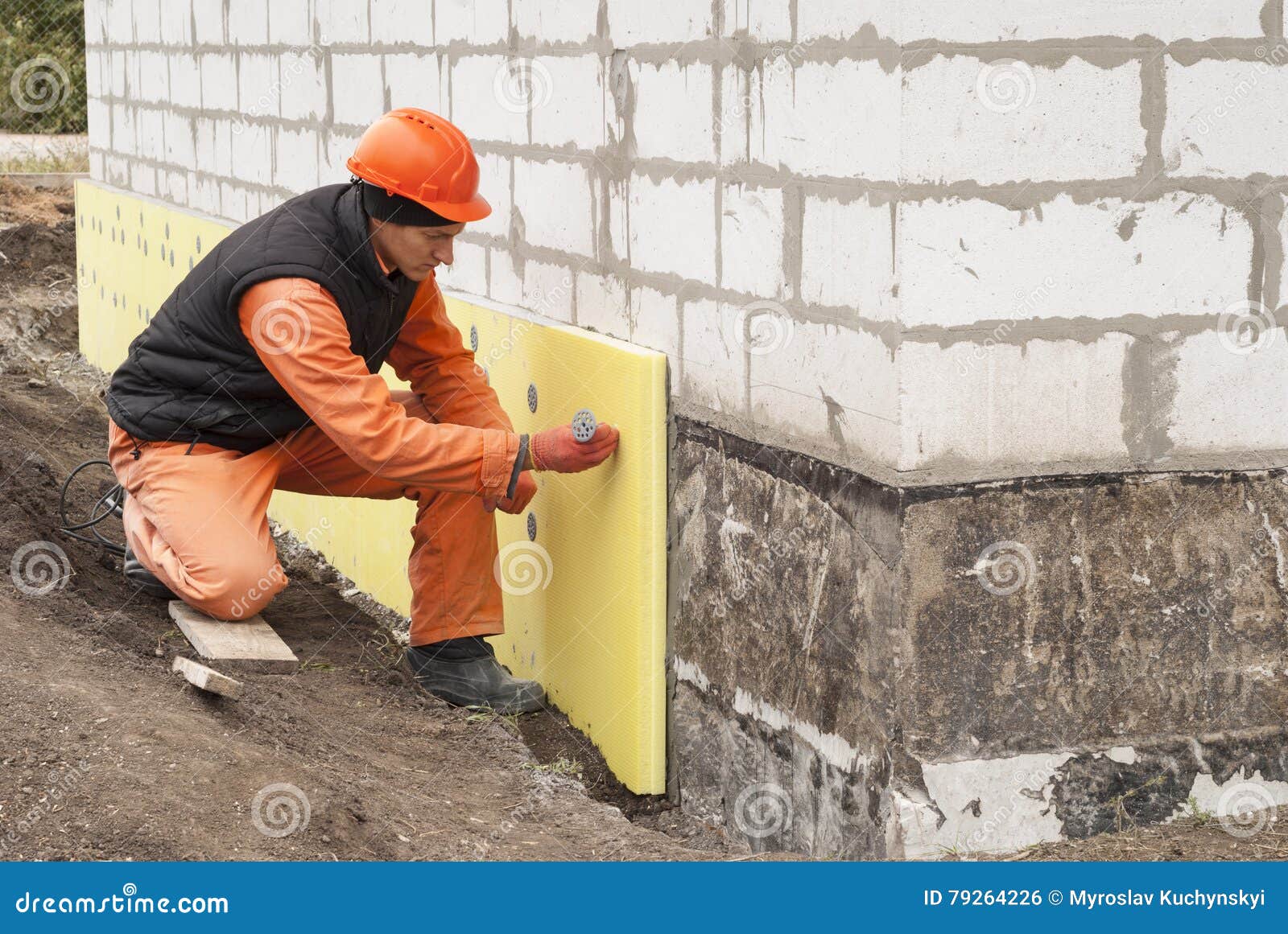 Thermal Insulation of the Foundation Stock Photo - Image of builder ...