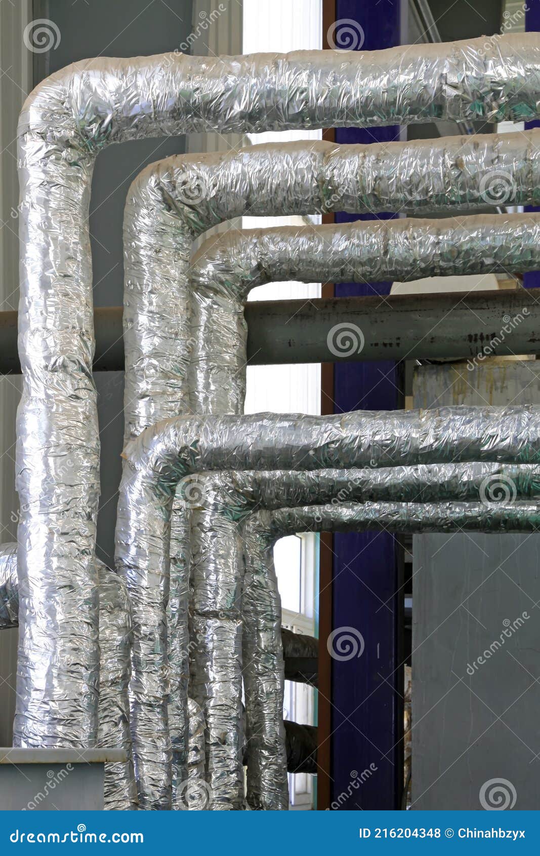 Thermal insulation pipe stock photo. Image of factory - 216204348