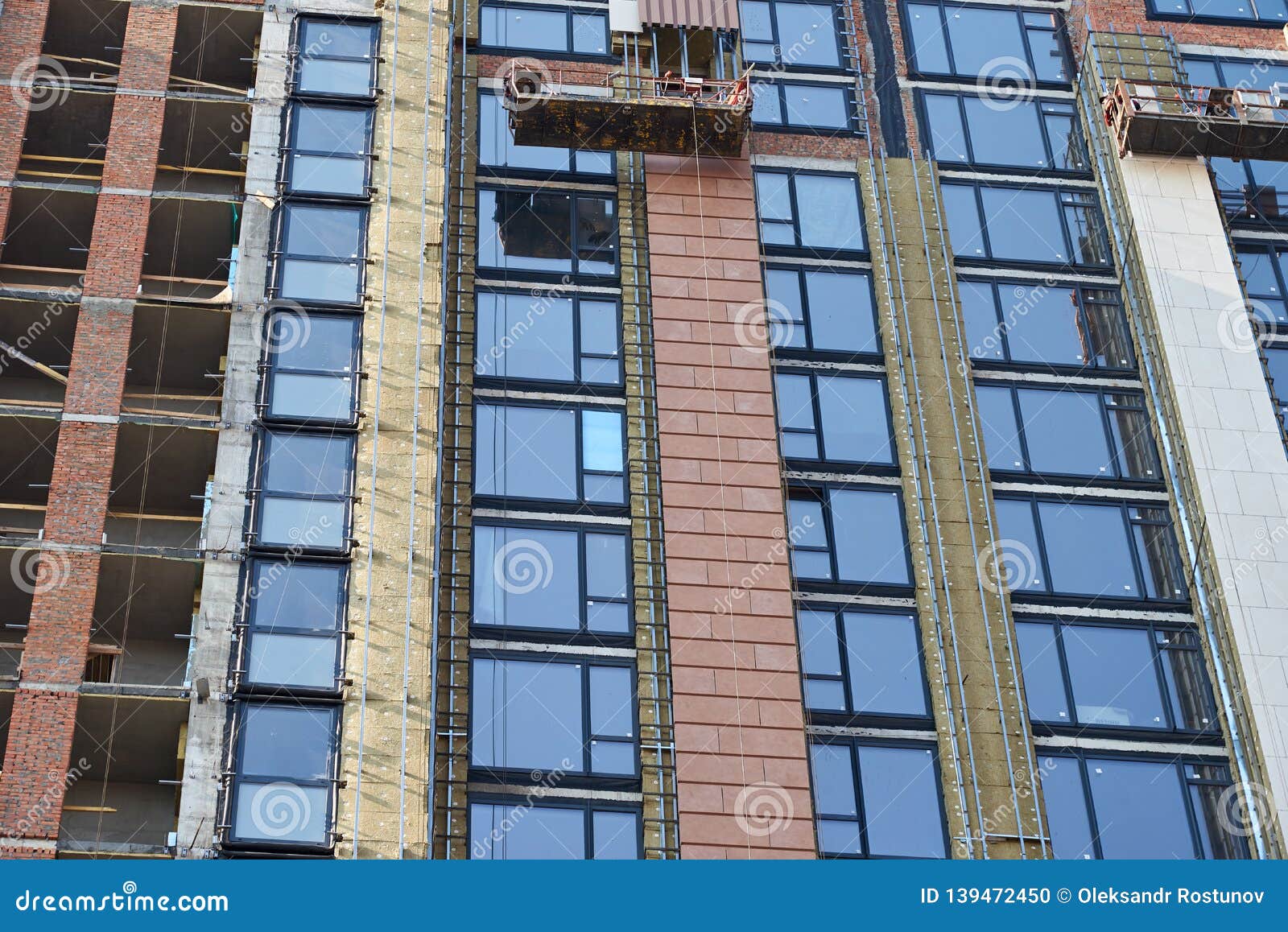 Construction Cradles Perform Facade Work. Stock Photography ...