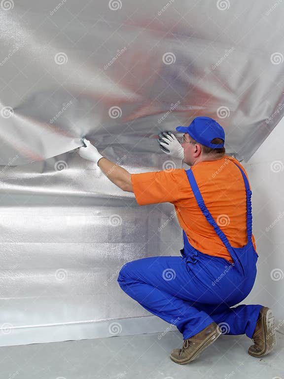 Thermal insulation work stock image. Image of warm, material - 23134129