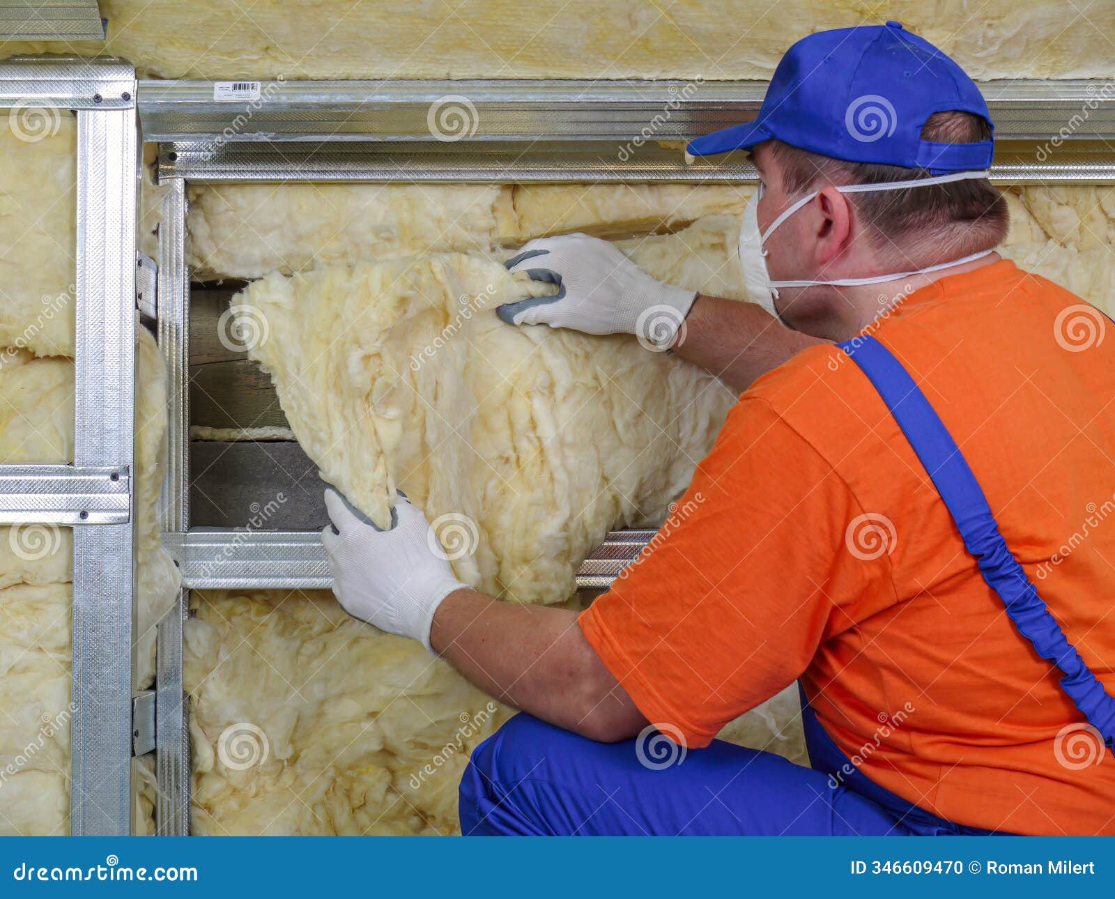 Thermal insulation work stock photo. Image of builder - 346609470