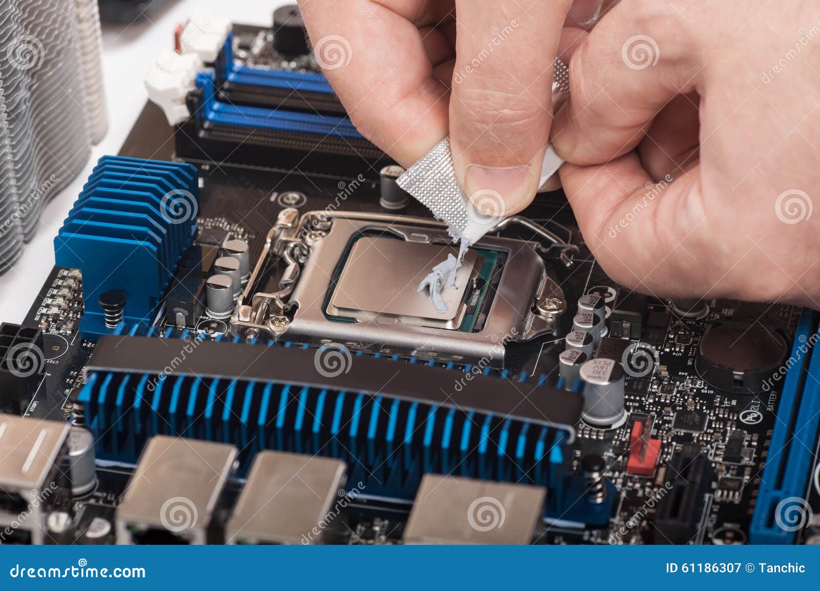 Thermal Paste Applied on a Computer CPU. Stock Image - Image of ...