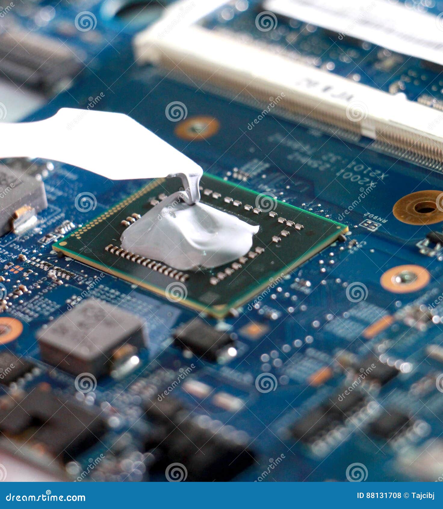 Thermal Paste on a Laptop Processor Stock Photo - Image of connection ...
