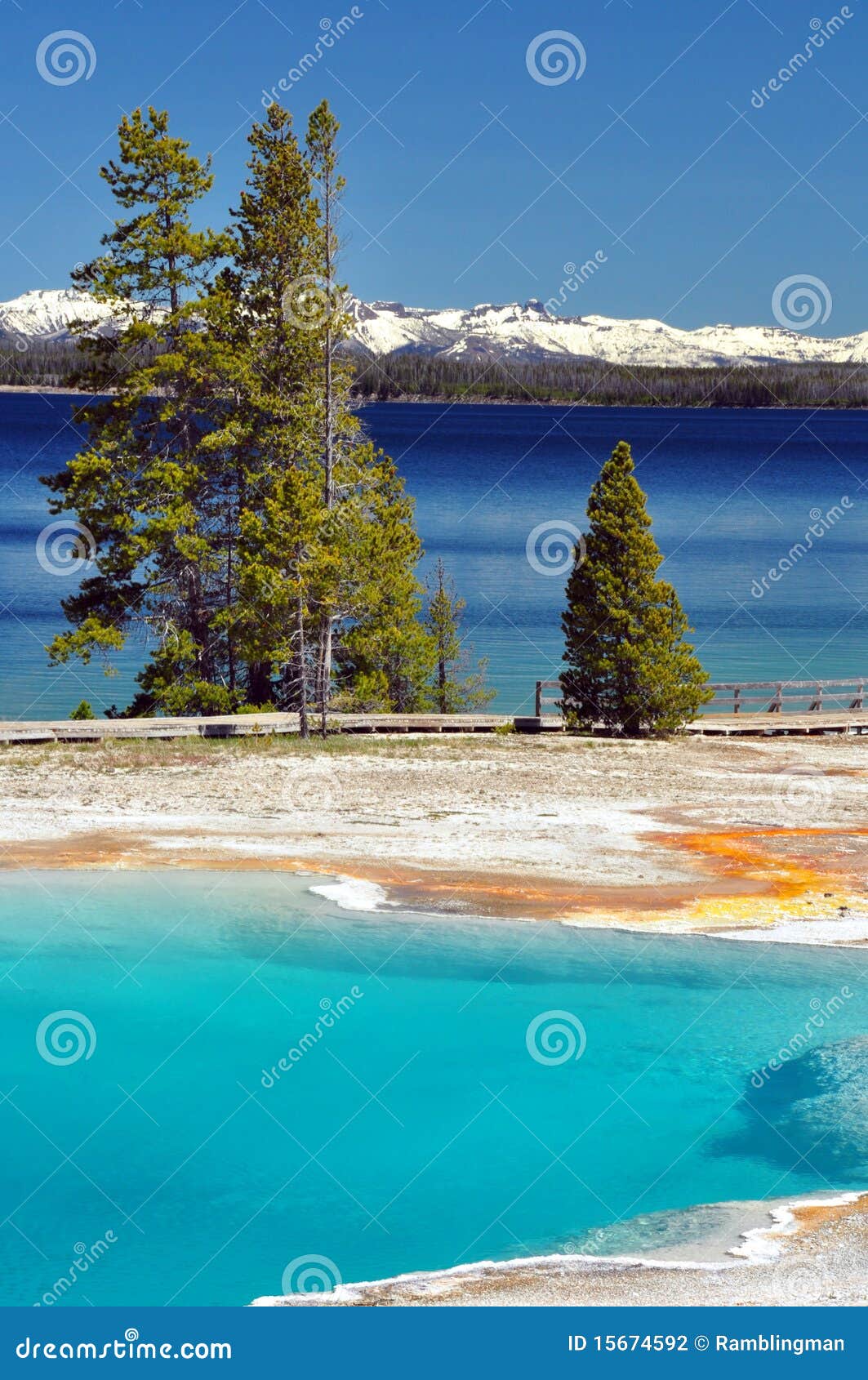 Thermal Pool & Yellowstone Lake Stock Photo - Image of idaho, wyoming ...