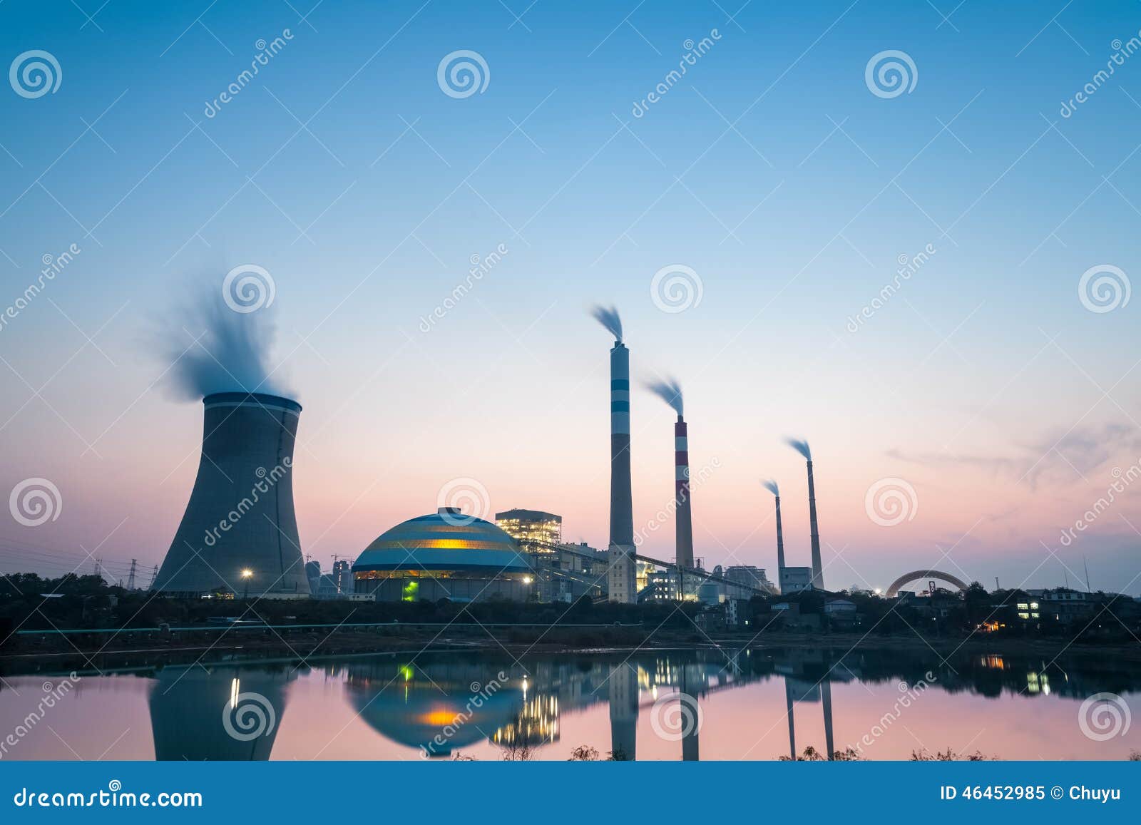 Thermal Power Plant at Dusk Stock Image - Image of nuclear, generation ...
