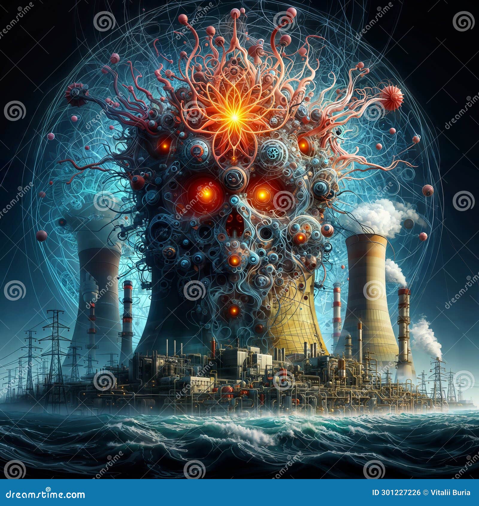 Thermal Power Plant - Visualization of Harm To the Planet. 3D ...