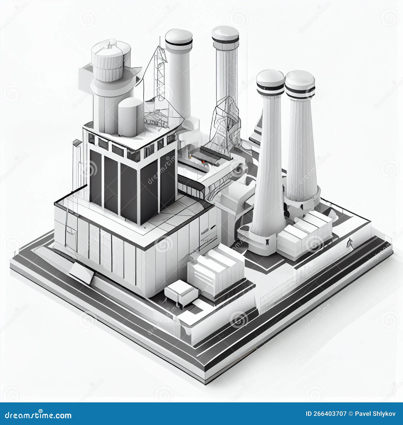 Thermal Power Plant. Visualization 3d Isometrical Icon Stock ...
