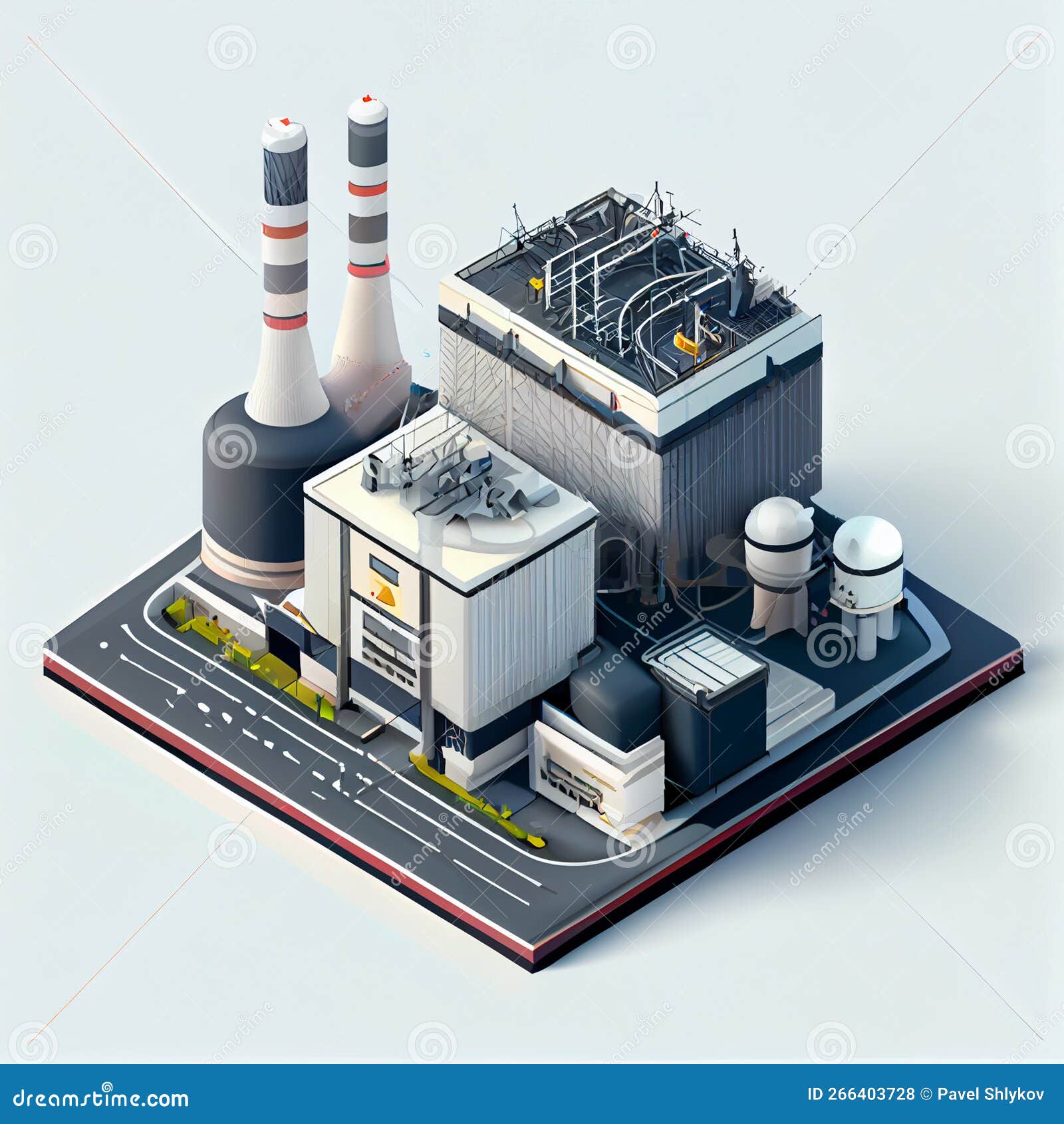 Thermal Power Plant. Visualization 3d Isometrical Icon Stock ...