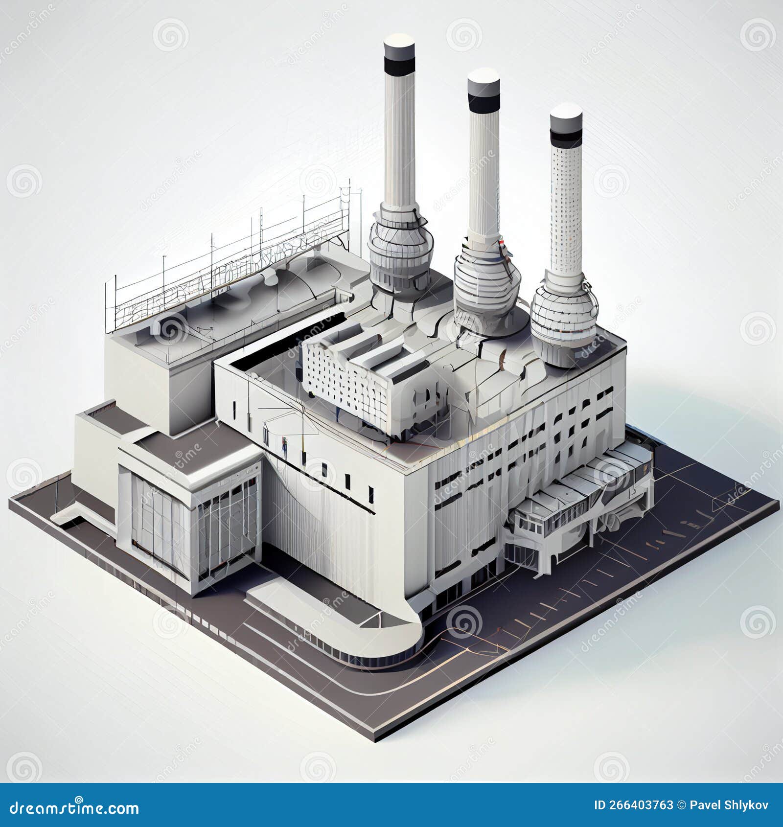 Thermal Power Plant. Visualization 3d Isometrical Icon Stock ...