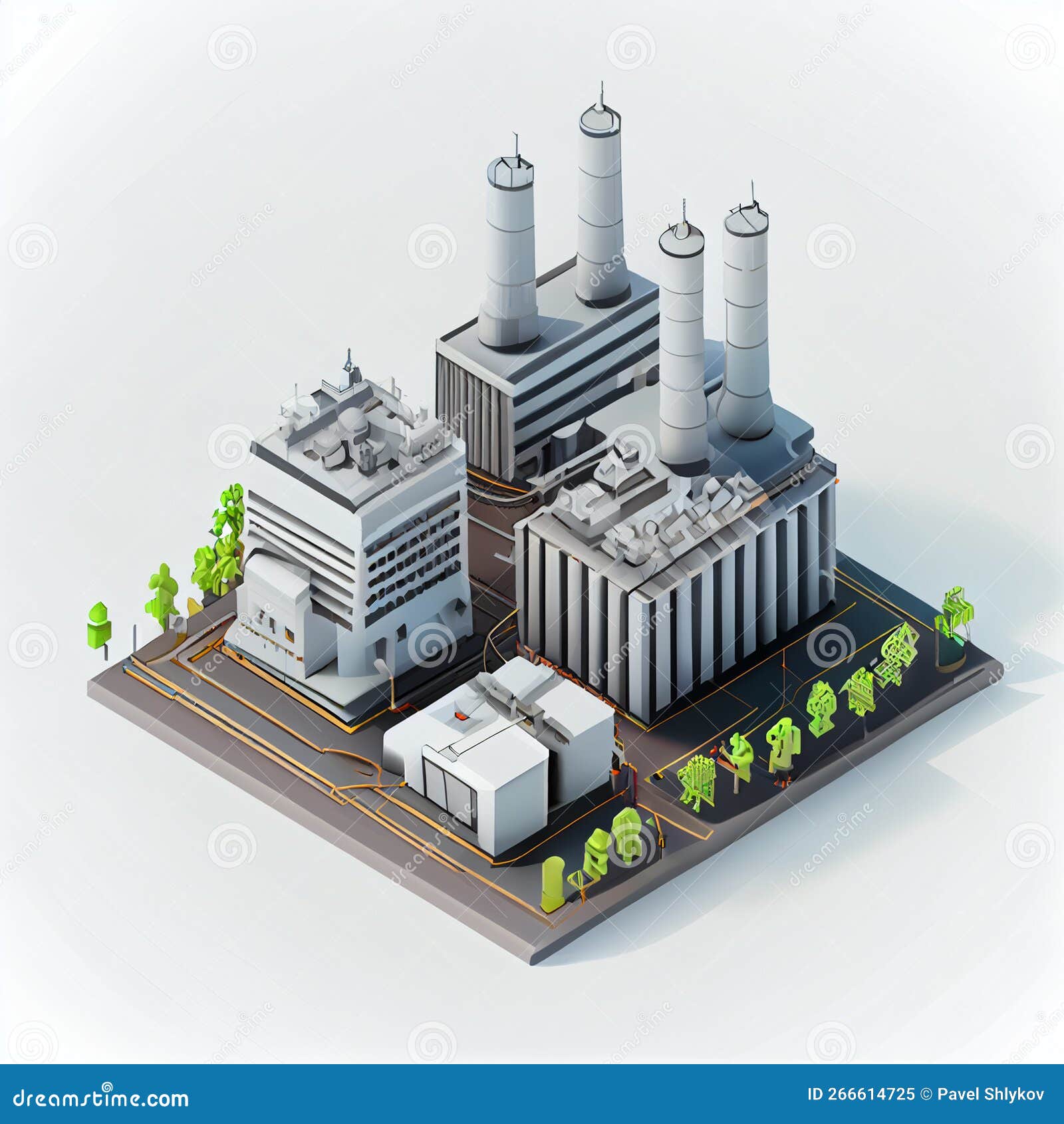 Thermal Power Plant. Visualization 3d Isometrical Icon Stock ...