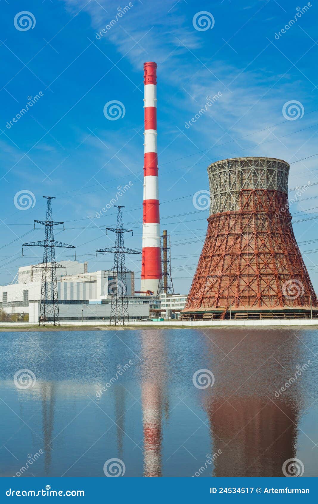 Thermal Power Station and Power Line Stock Image - Image of environment ...