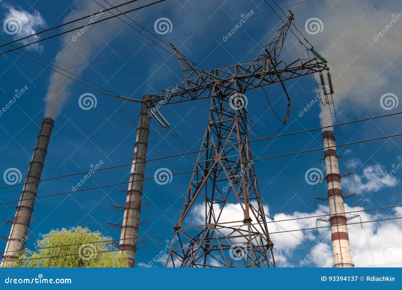 Thermal Power Stations and Power Lines. Distribution Electric ...
