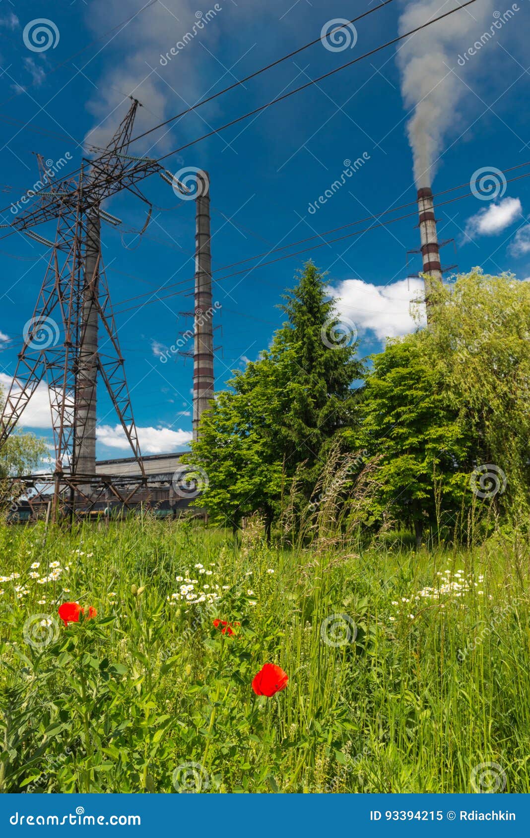 Thermal Power Stations and Power Lines. Distribution Electric ...