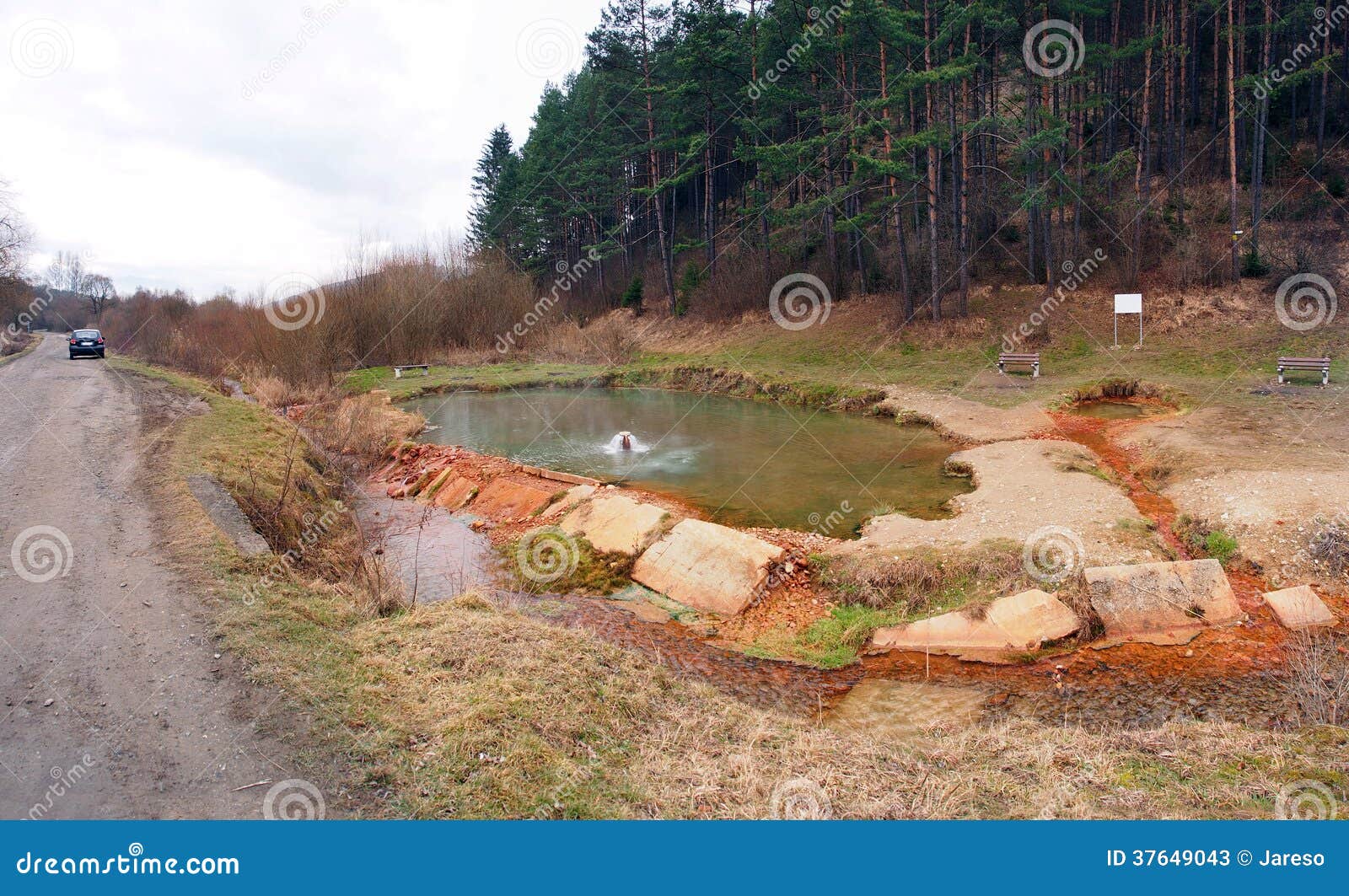 Thermal Spring Medokys, Natural Monument, Kalameny Stock Image - Image ...