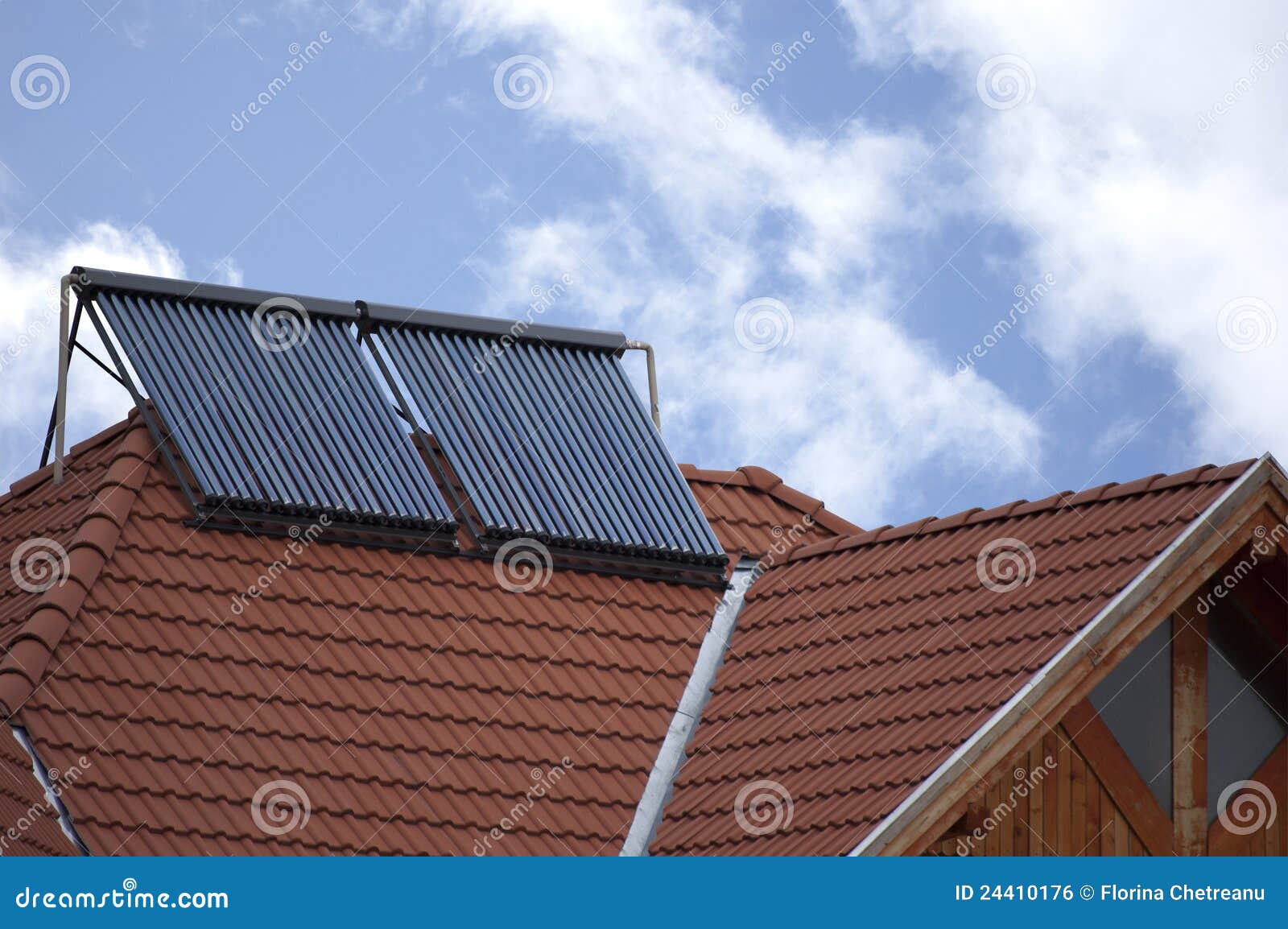 Thermal Vaccum Tube Solar Collector Stock Photo - Image of ecology ...