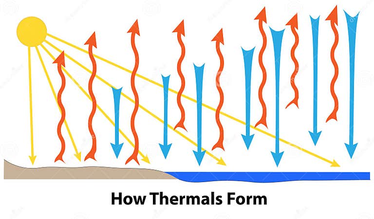 How Thermals Form Weather Diagram Stock Vector - Illustration of flow ...