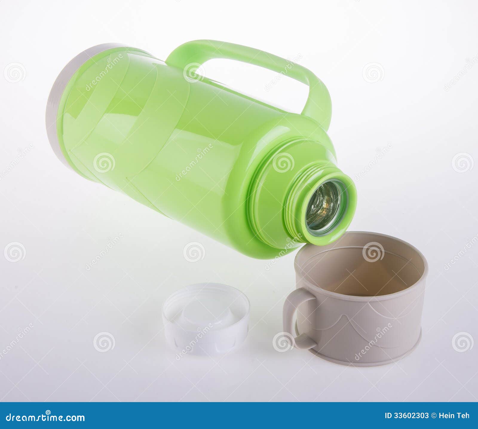 Thermo, Plastic Thermo Flask on Background. Stock Image - Image of ...