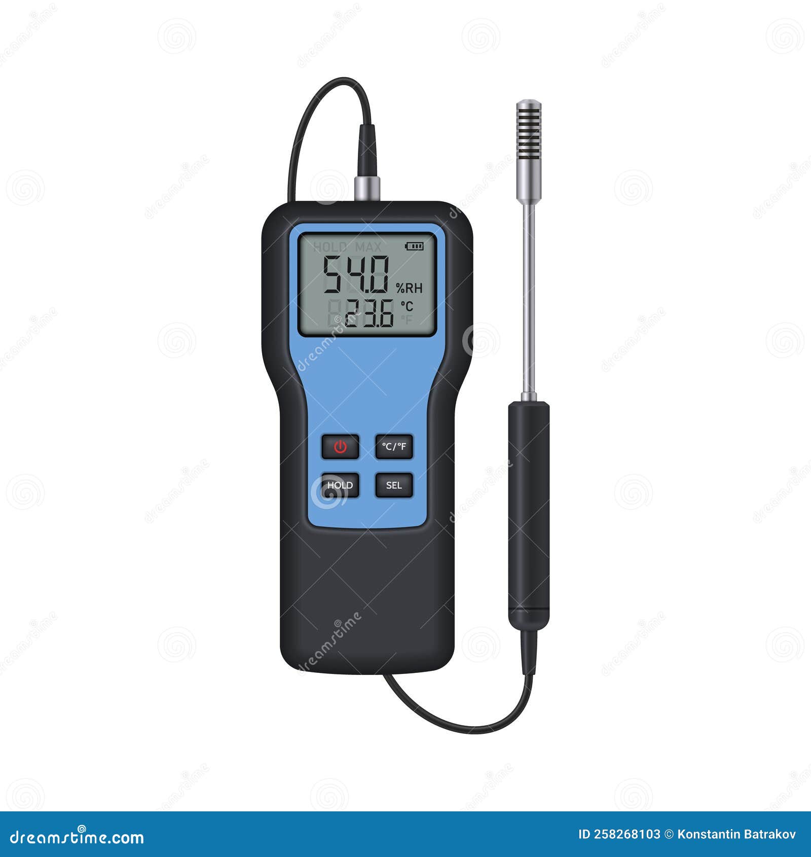 Thermohygrometer with Probe on a White Background. Stock Vector ...