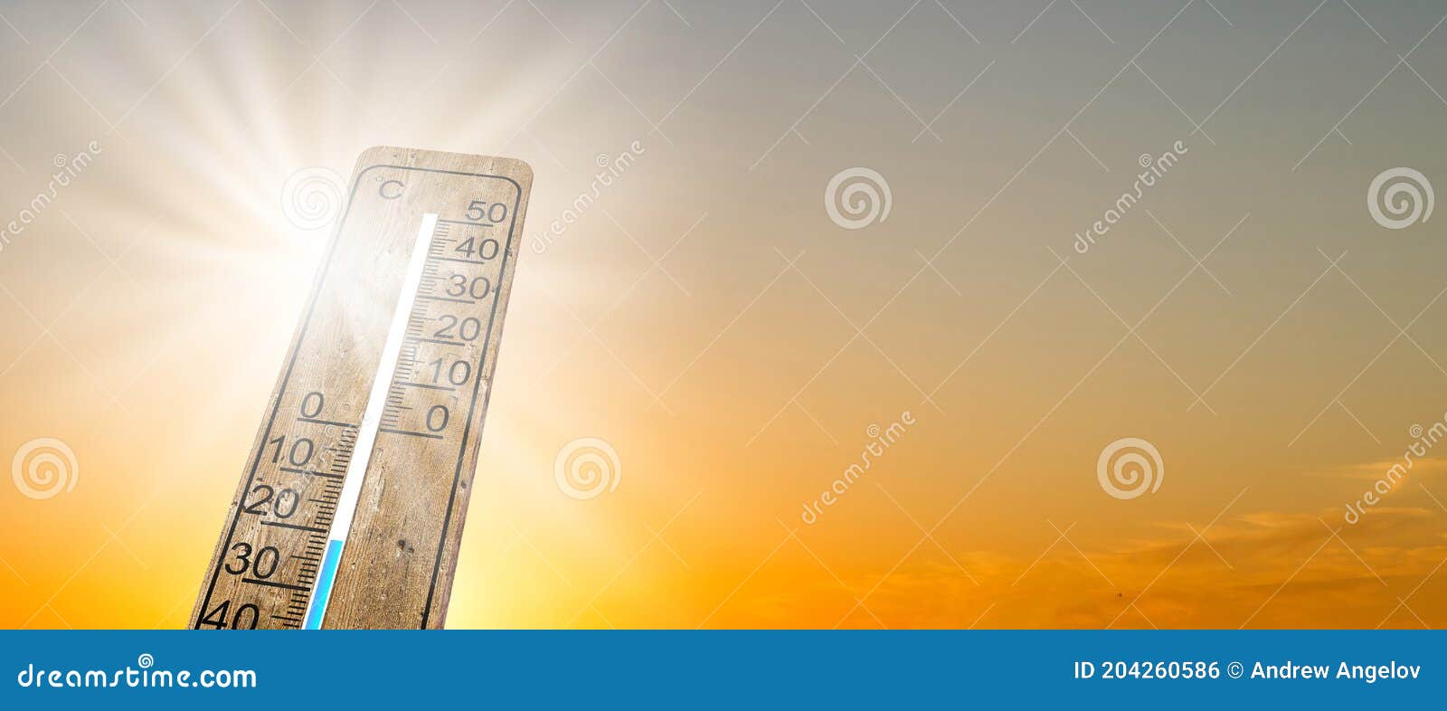 Thermometer on the Background of Nature Sky Stock Photo - Image of ...