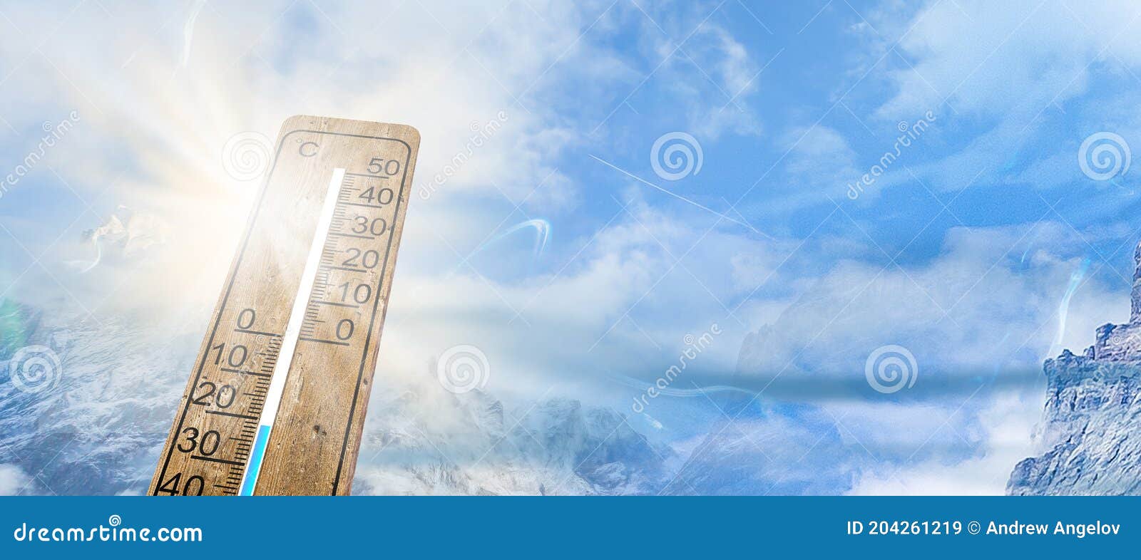 Thermometer on the Background of Nature Sky Stock Image - Image of ...