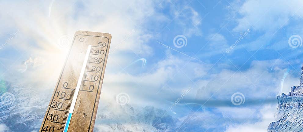 Thermometer on the Background of Nature Sky Stock Image - Image of ...