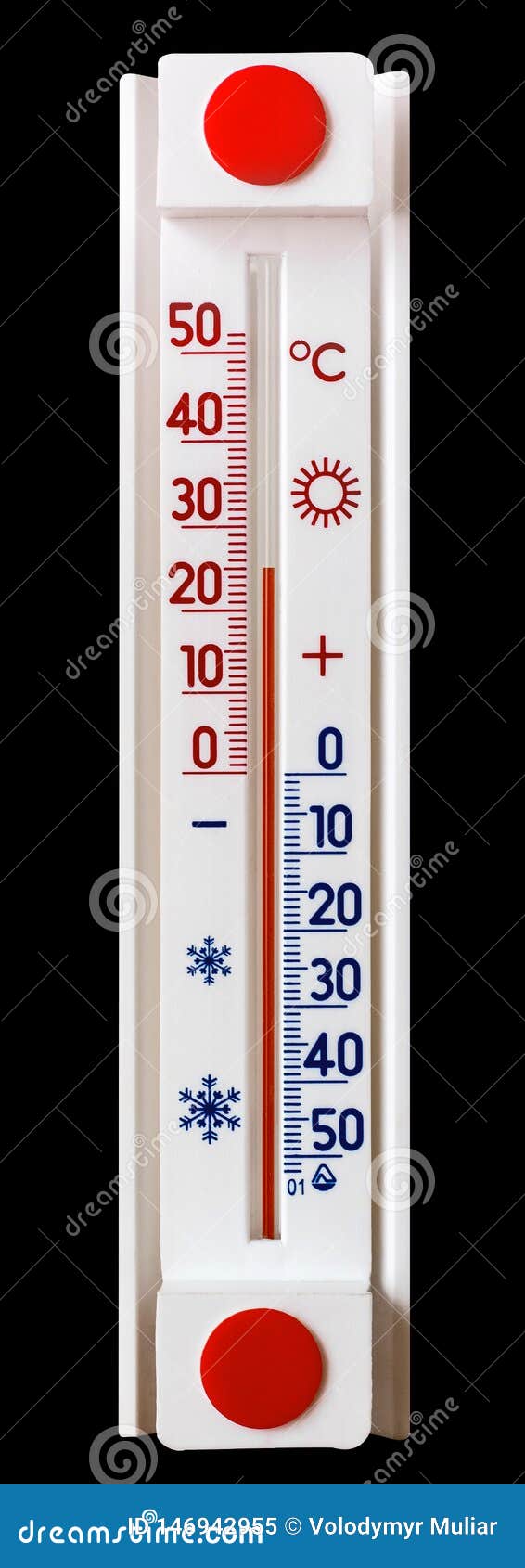 The Thermometer on a Black Isolated Background Shows a Temperature of ...