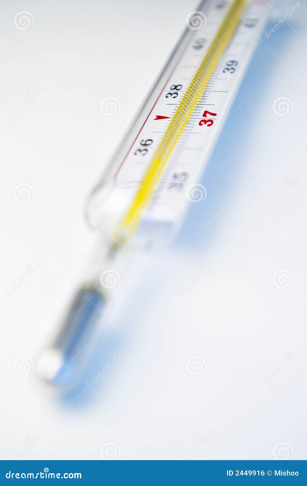 Thermometer with Blue Shadow Stock Photo - Image of grippe, scale: 2449916