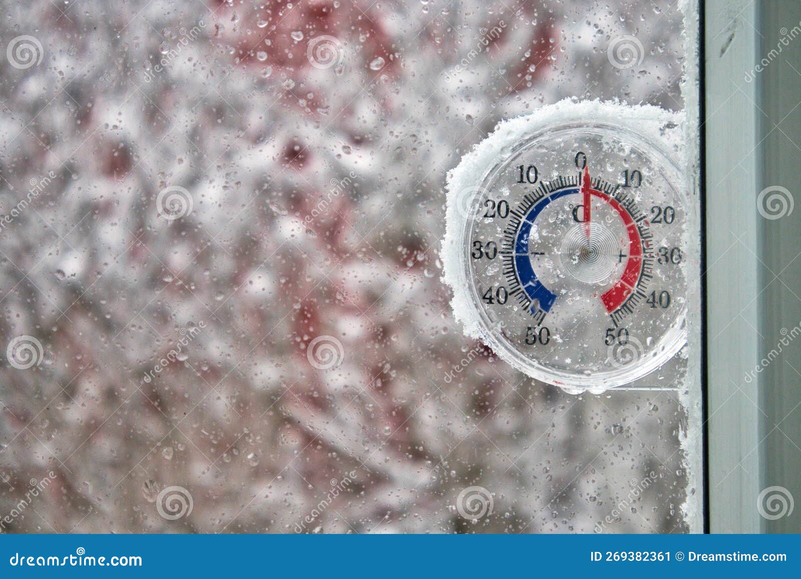 Thermometer with Celsius Units Scale on Window Outside Stock Image ...