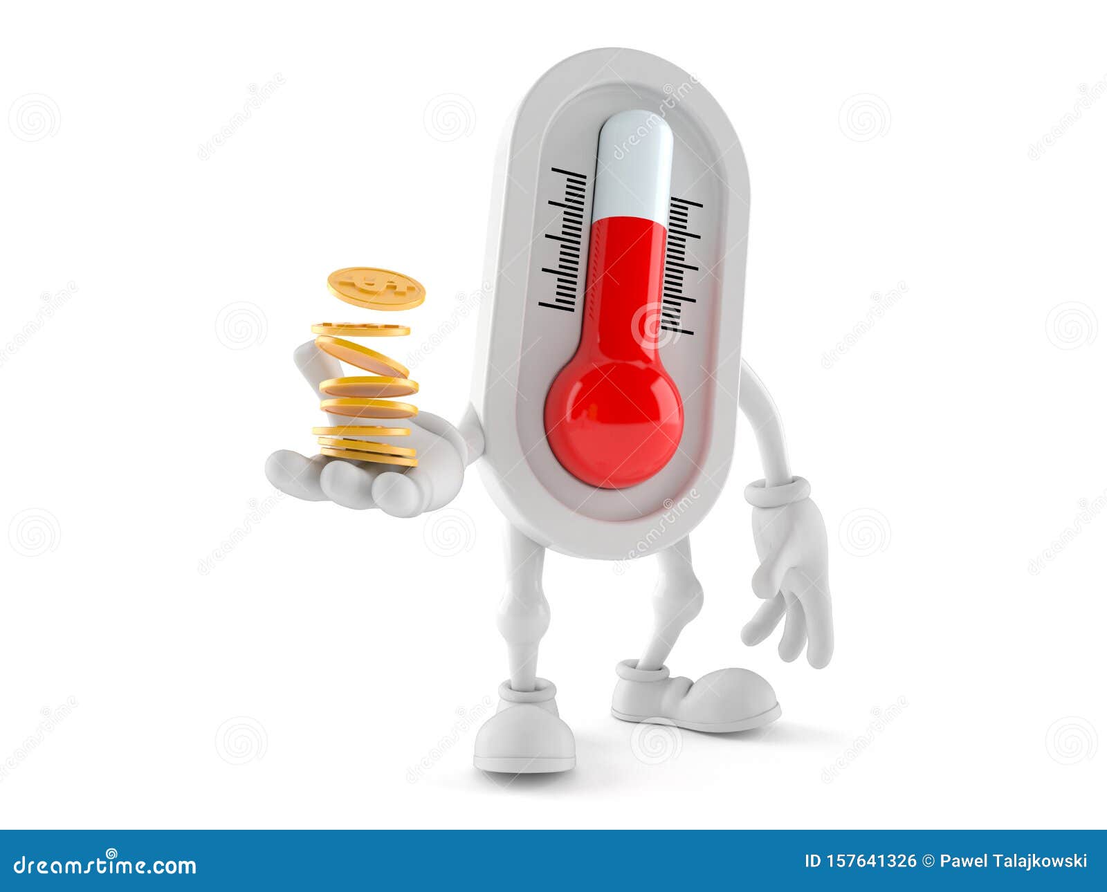 Thermometer Character With Stack Of Coins Royalty-Free Cartoon ...