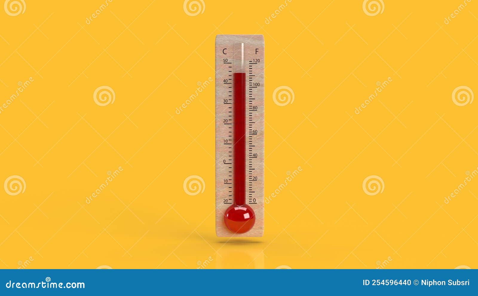 The Thermometer for Climate Change or Heat Wave Concept 3d Rendering ...