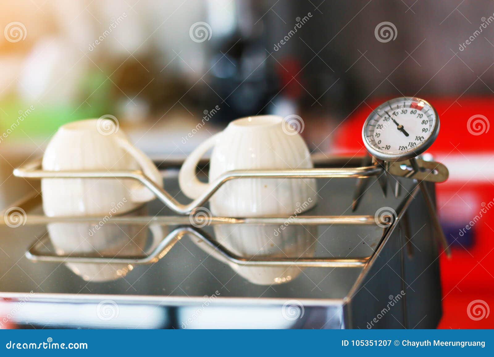 Thermometer on Coffee Machine Stock Image - Image of steel, machine ...