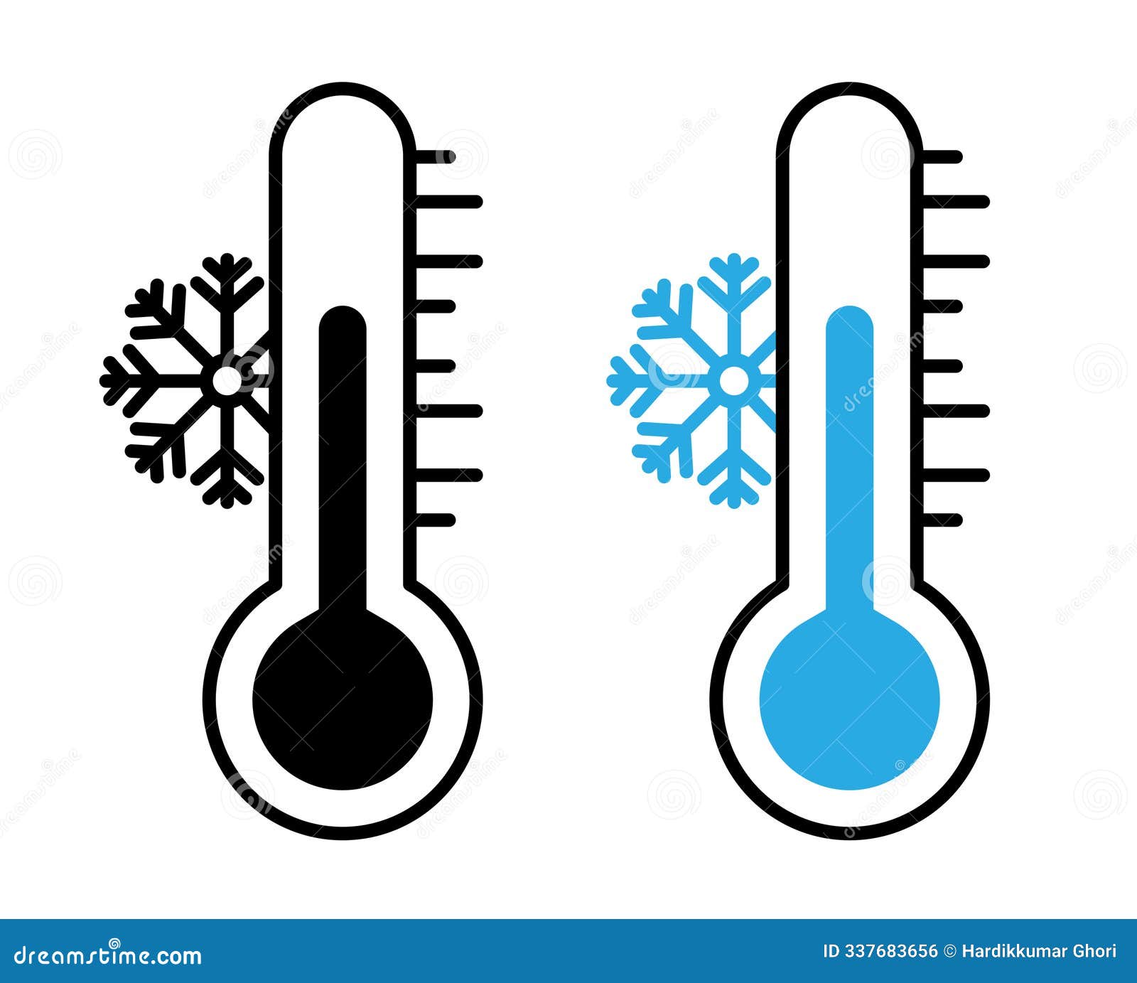 Thermometer Cold Icon Set. Winter Freezing Temperature Vector Symbol ...