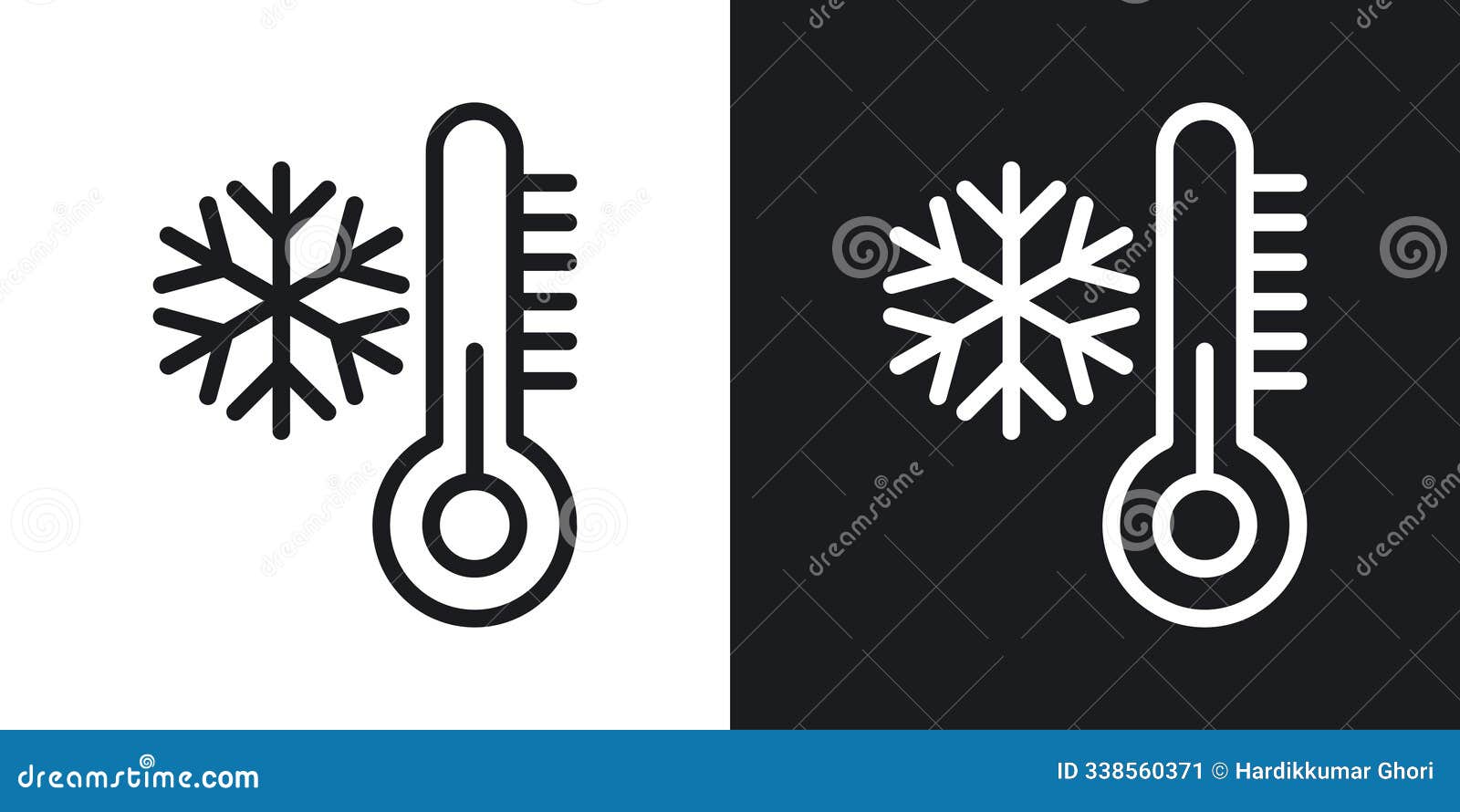 Thermometer Cold Icon Set. Winter Freezing Temperature Vector Symbol ...