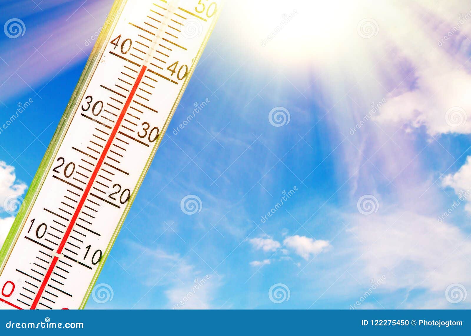 Thermometer in the sun stock photo. Image of light, bright - 122275450