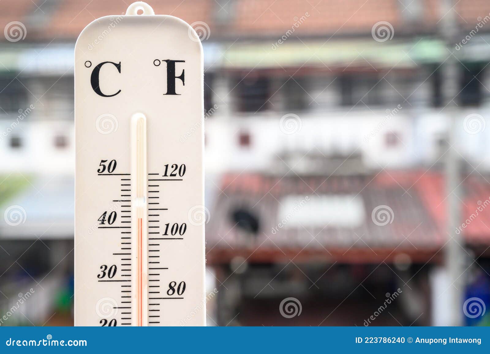 Close-up of Indicator in Thermometer Showing Temperature 40 Degrees ...