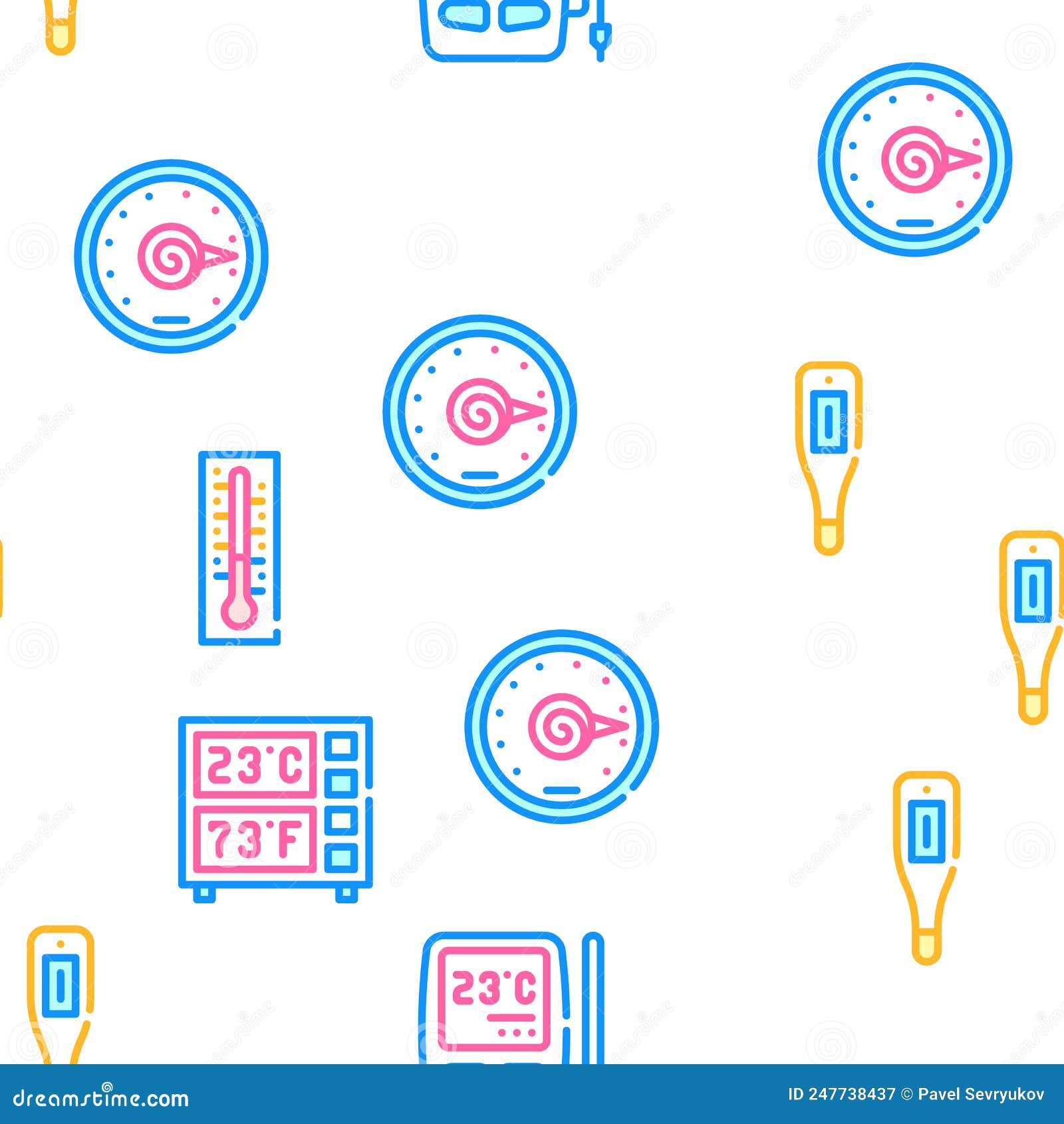 Thermometer Device Vector Seamless Pattern Stock Vector - Illustration ...
