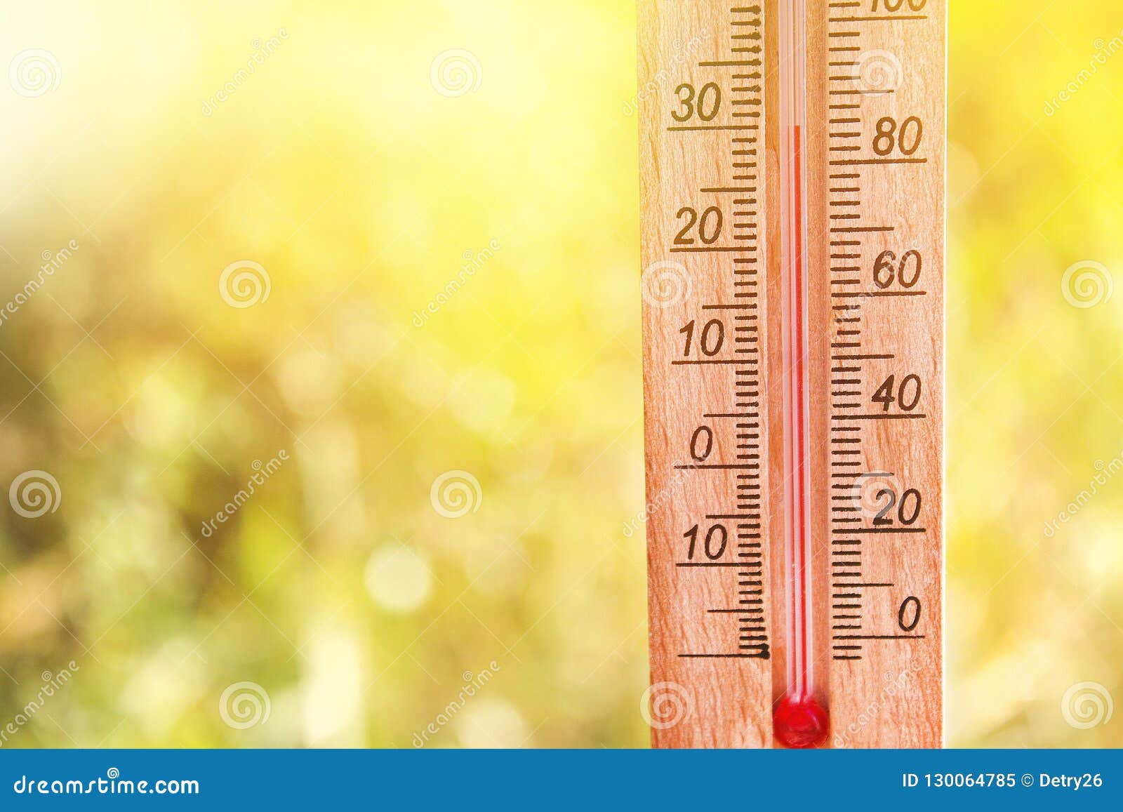 Thermometer Displaying High 30 Degree Hot Temperatures in Sun Summer ...