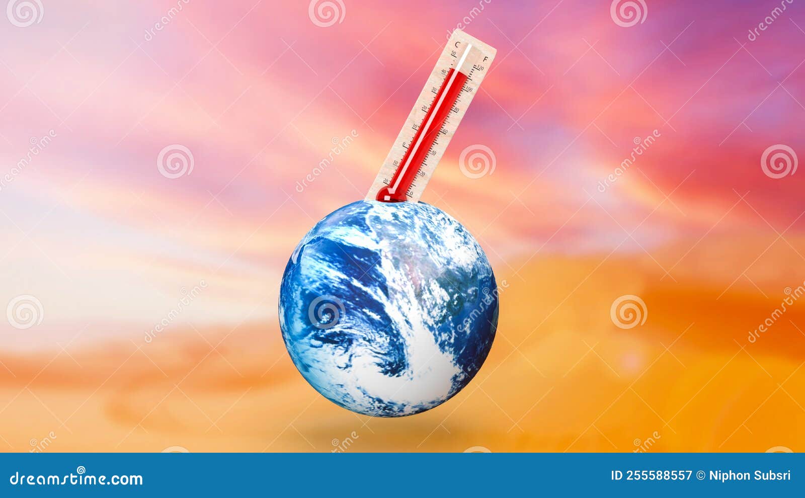 The Thermometer and Earth for Eco or Climate Change Concept 3d ...